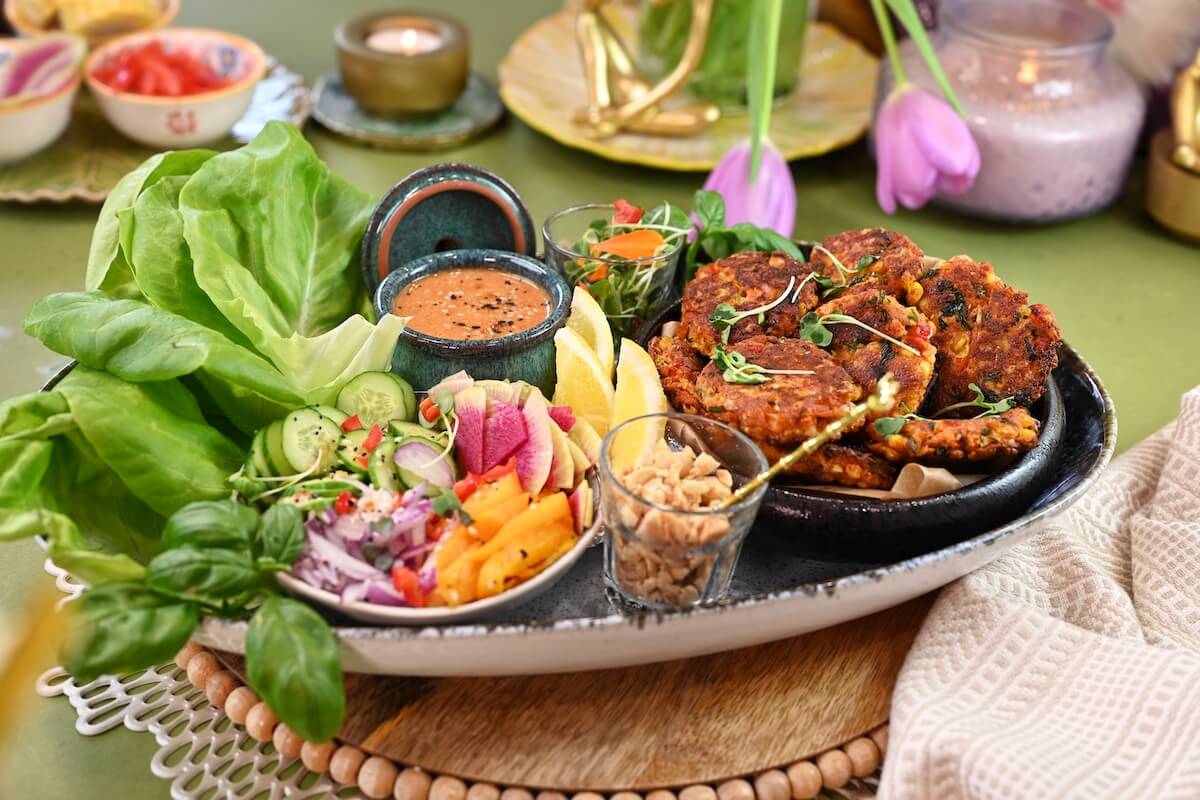 Thai Corn Fritter Wraps | Naturally Nidhi